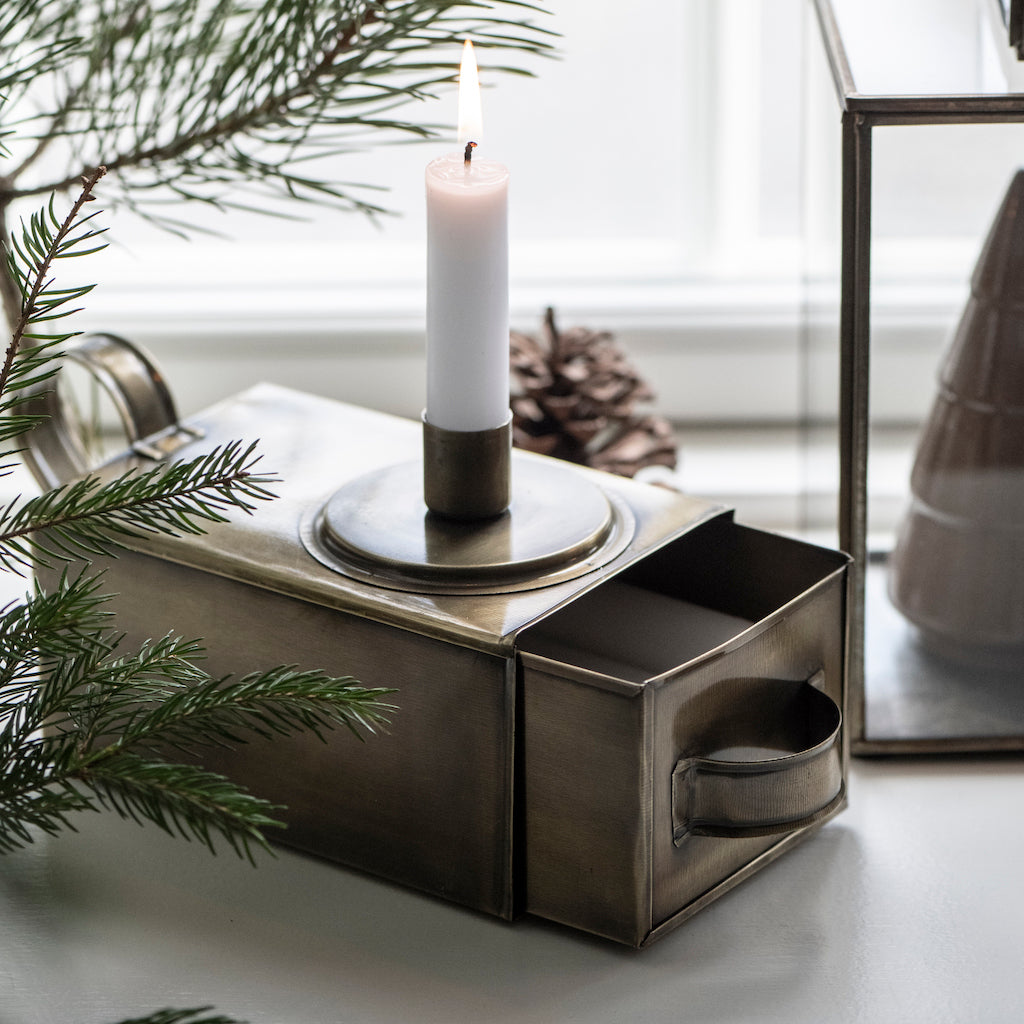 Antique Bronze Candle Holder Drawer – Cowshed Interiors