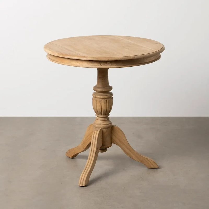Turned Side Table Natural Wood Round – Cowshed Interiors