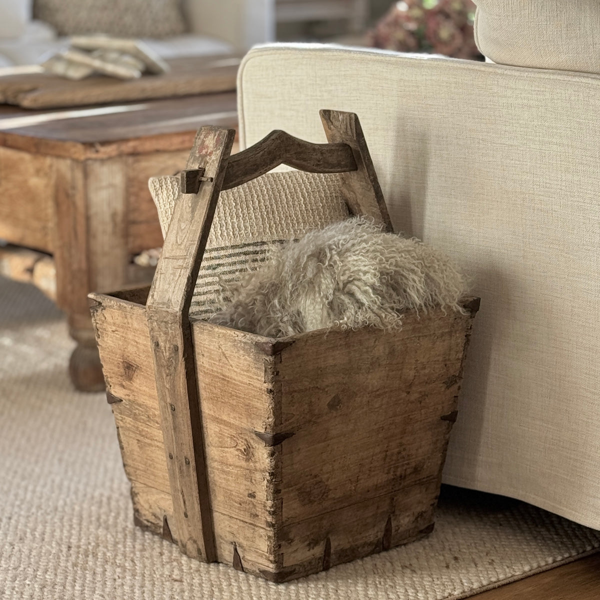 Vintage Rice Carrier Large (027) – Cowshed Interiors