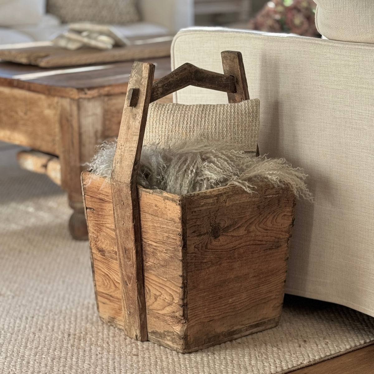 Vintage Rice Carrier Large (028) – Cowshed Interiors