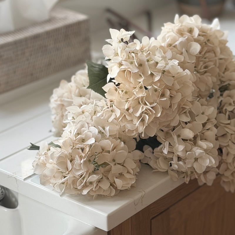 Cream Hydrangea Stem 72cm - Luxury Artificial Flower | Cowshed Interiors