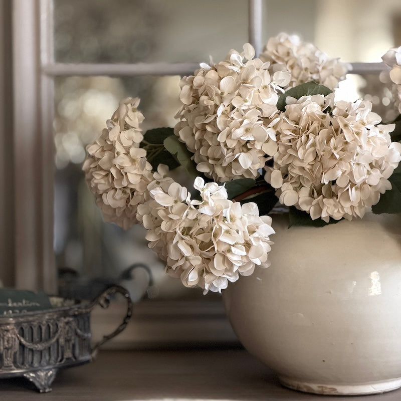 Cream Hydrangea Stem 72cm - Luxury Artificial Flower | Cowshed Interiors