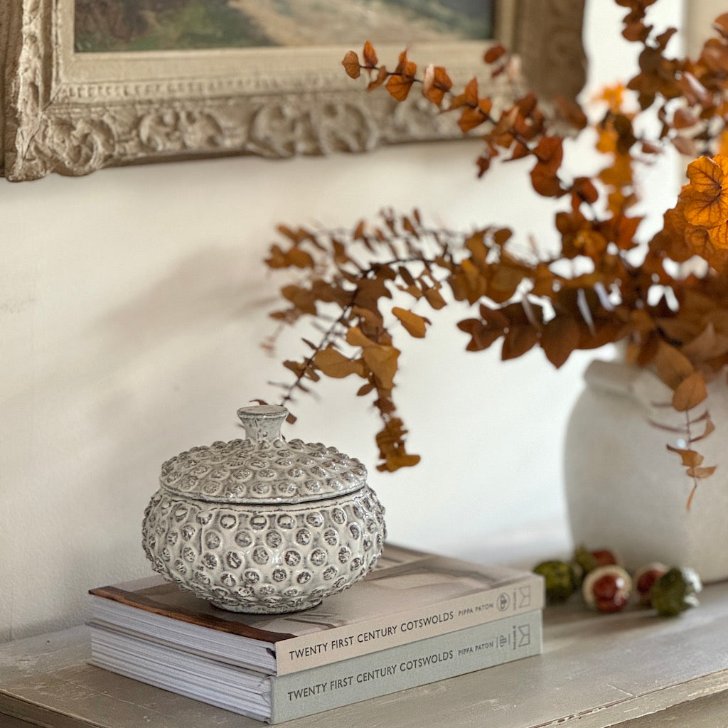 Glazed Off White Bobble Lidded Ceramic Jar – Cowshed Interiors