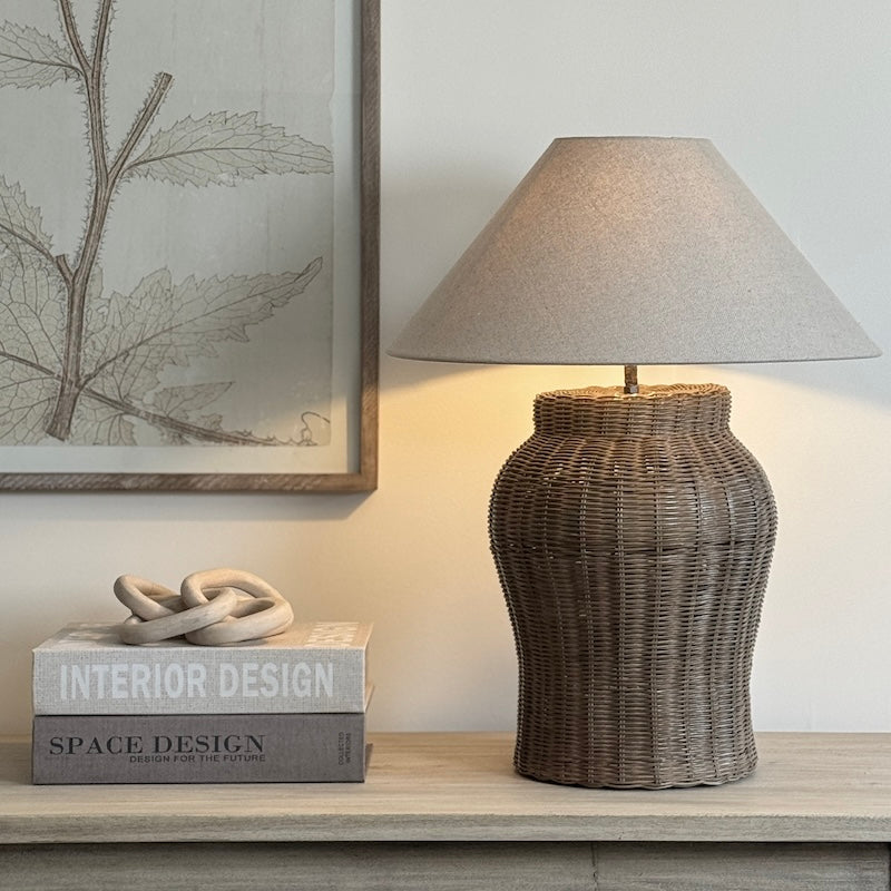 Marlow Vintage Grey Rattan Table Lamp – Cowshed Interiors